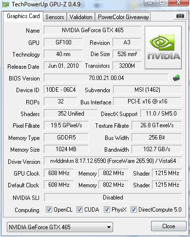 TechPowerUp GPU-Z v0.4.9