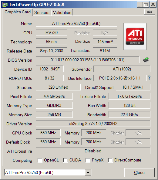 ATI FirePro v3750 | TechPowerUp Forums