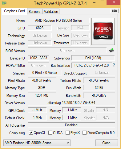 GPU-Z is not recognising AMD Radeon HD 8850M | TechPowerUp Forums