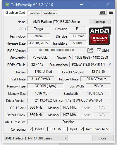 Problems while trying to overclock my R9 380 : overclocking