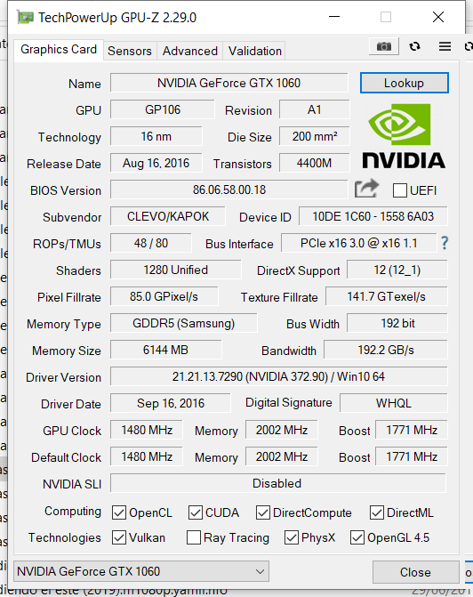 Clevo P650RP6-G GTX 1060 VBIOS | TechPowerUp Forums