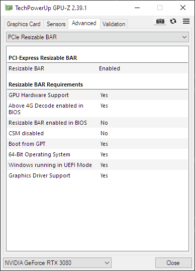 Testing please: GPU-Z Resizable BAR Support Report : nvidia